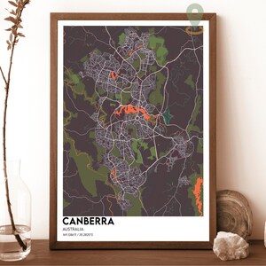 Canberra City Map, Canberra Map Print, Canberra Personalized Map ...