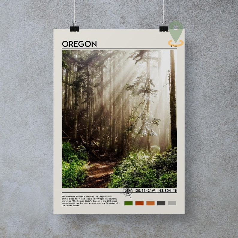 Oregon Travel Poster Oregon Print Oregon Wall Art Oregon - Etsy