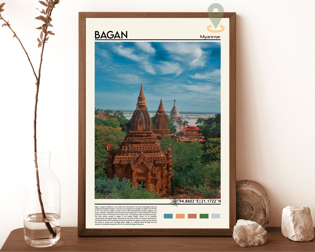 Bagan Print, Bagan Poster, Bagan Wall Art, Bagan Travel, Bagan Art ...