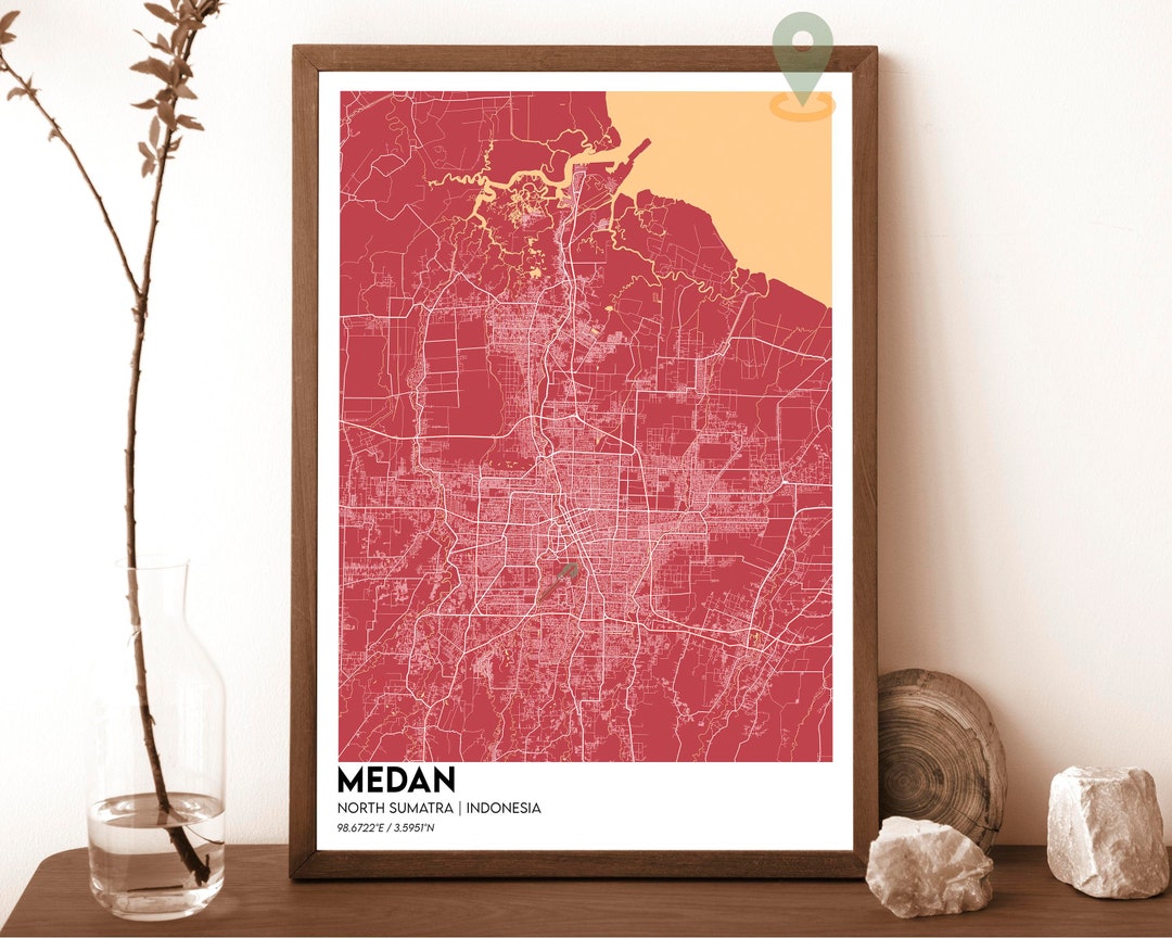 Mapa de Medan, Impresión de mapa de Medan, Mapa personalizado de Medan ...