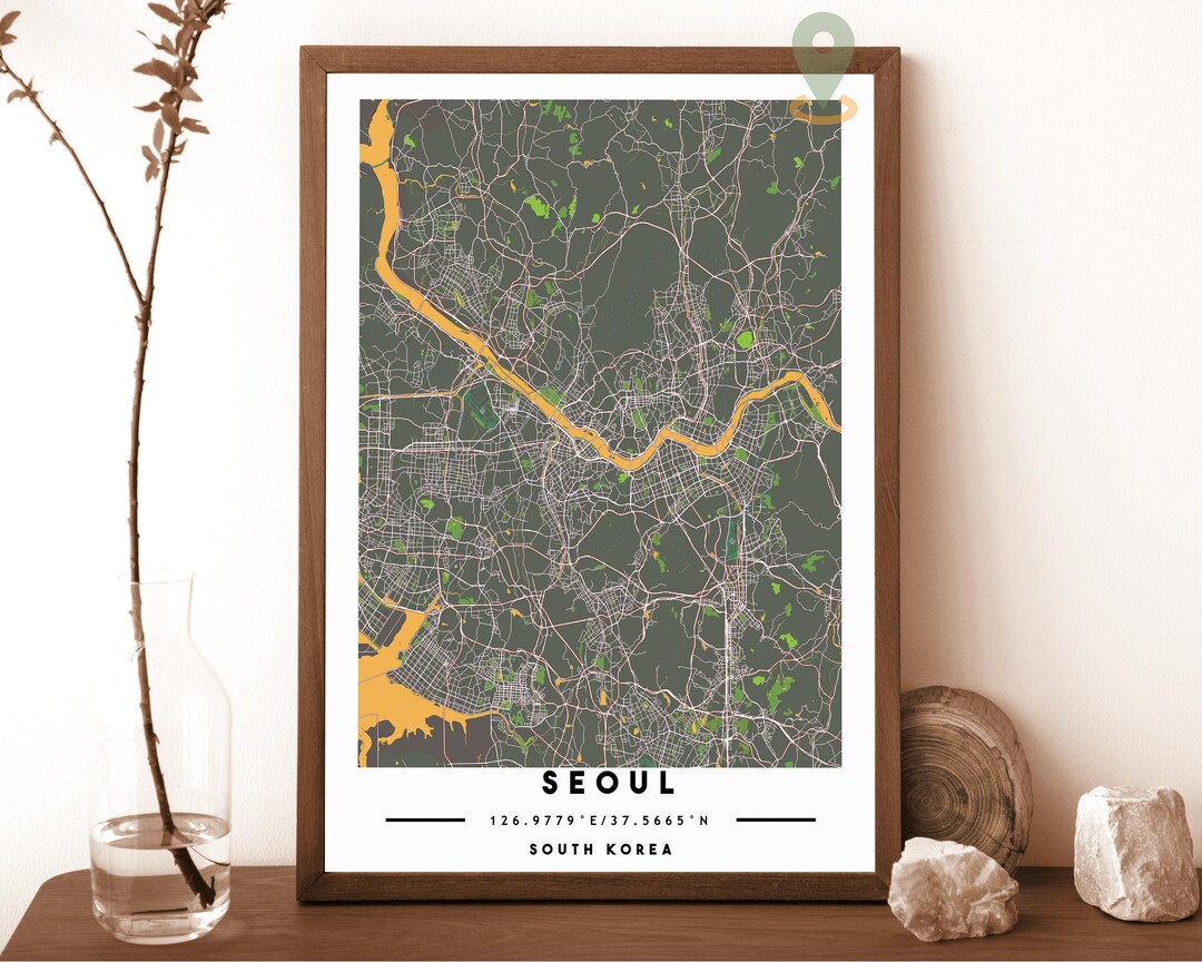 Seoul Map, Seoul Map Print, Seoul Personalized Map, Seoul Wall Art ...