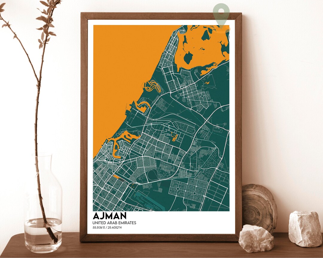 Ajman Map, Ajman Map Print, Ajman Personalized Map, Ajman Wall Art ...