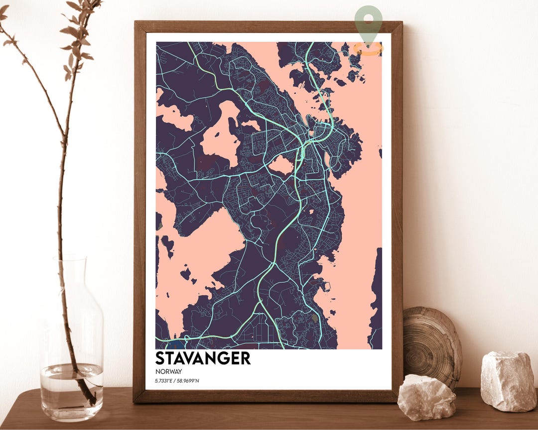 Stavanger Map, Stavanger Map Print, Stavanger Personalized Map ...