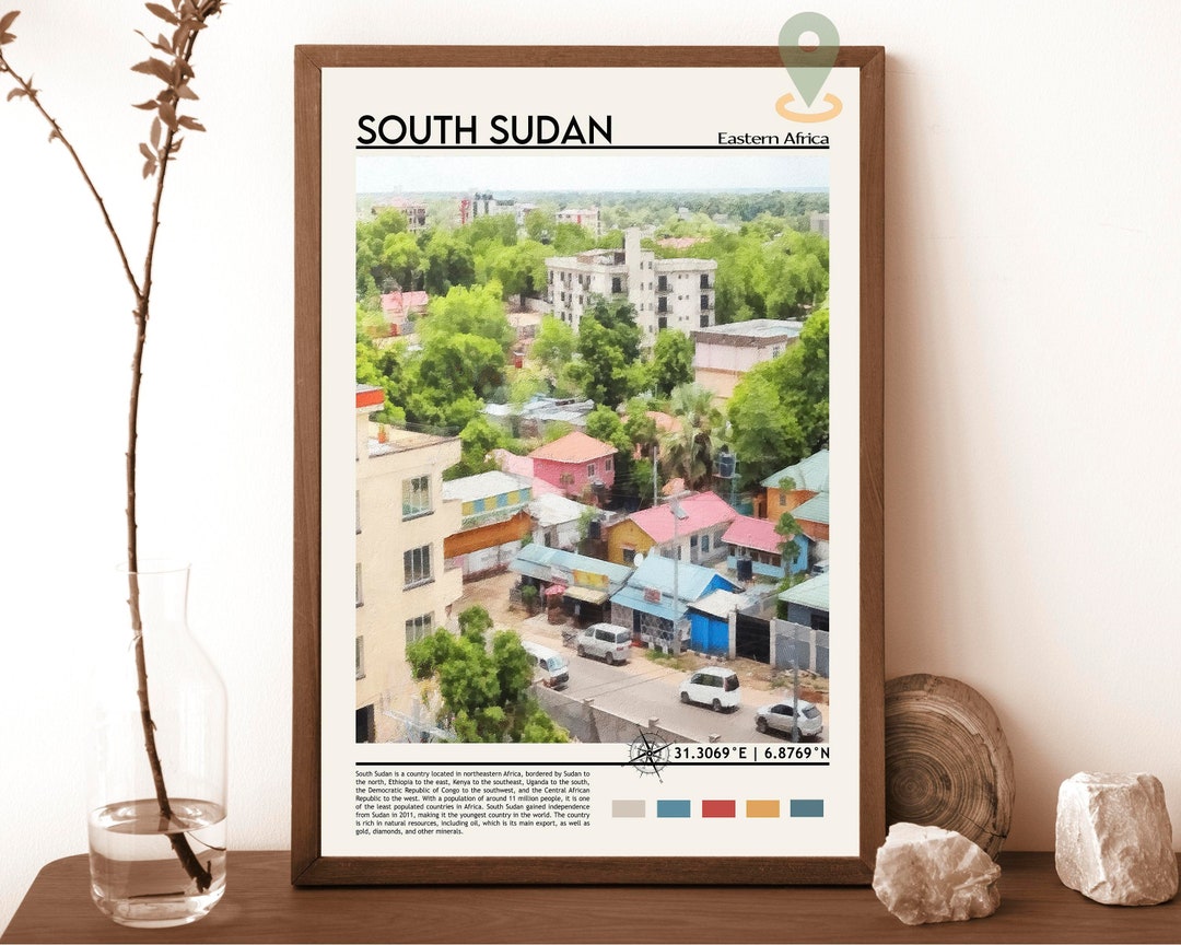 South Sudan Print, South Sudan Poster, South Sudan Wall Art, South ...