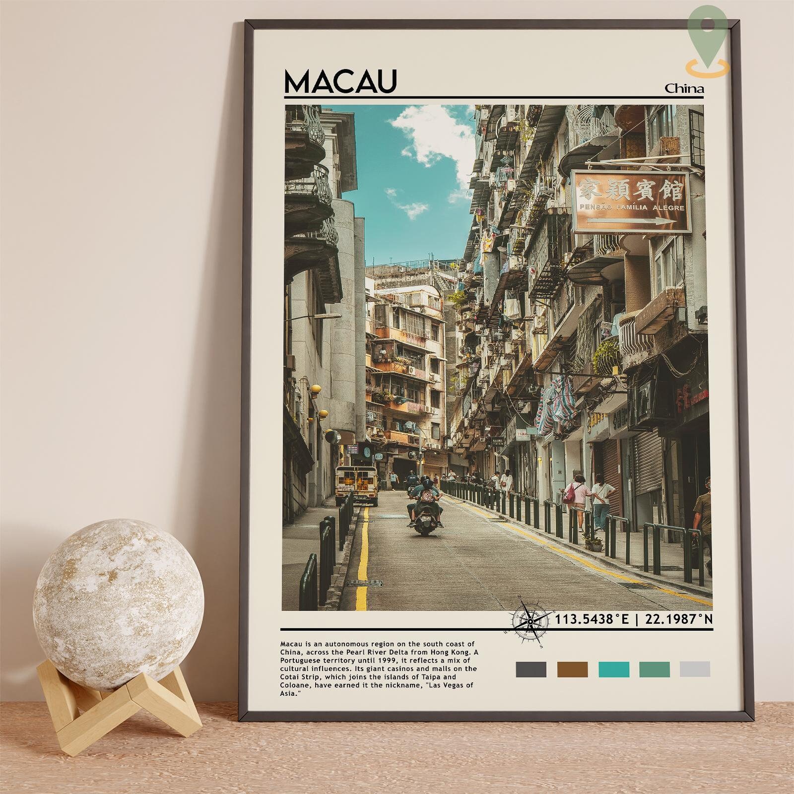Macau Print Vintage Poster Macau Wall Art Macau Poster - Etsy