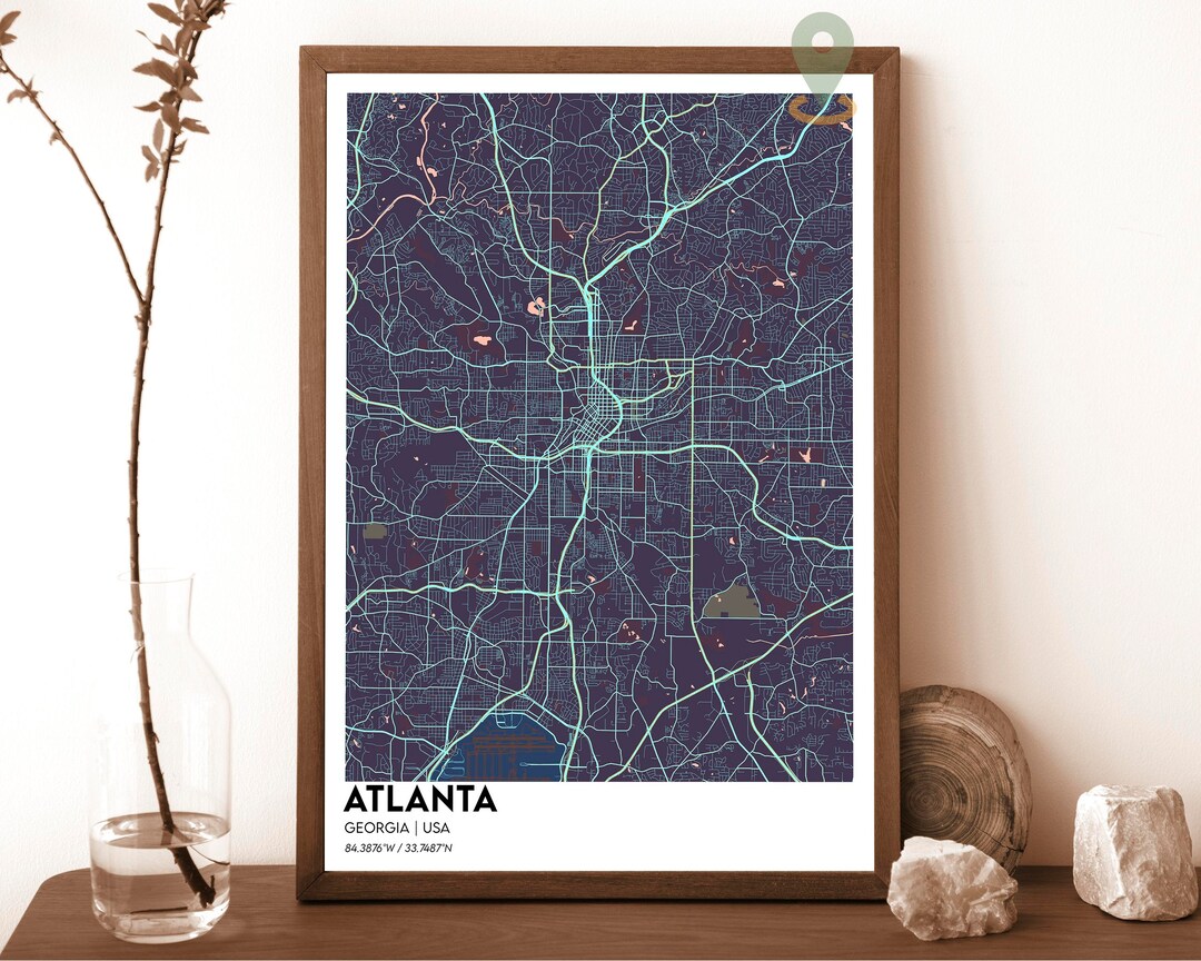 Atlanta Map, Atlanta Map Print, Atlanta Personalized Map, Atlanta Wall ...