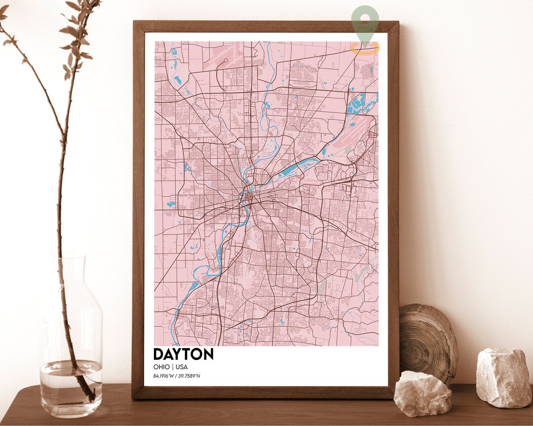 Dayton Map, Dayton Map Print, Dayton Personalized Map, Dayton Wall Art ...