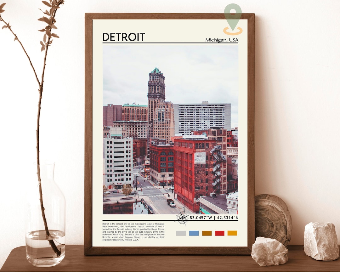 Detroit Print, Detroit Poster, Detroit Wall Art, Detroit Travel ...