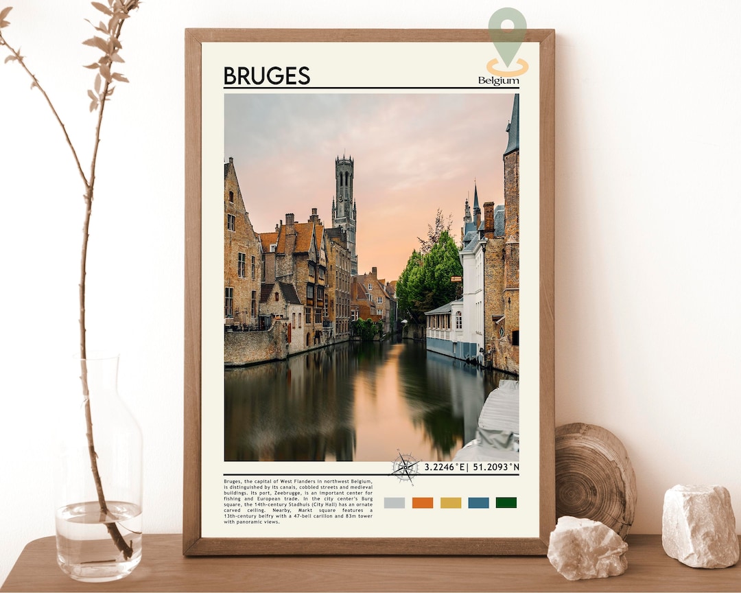 Bruges Print, Vintage Poster, Bruges Art, Bruges Poster, Bruges Photo ...
