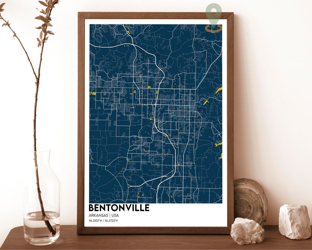 Bentonville Map , Bentonville Map Print, Bentonville Personalized Map ...