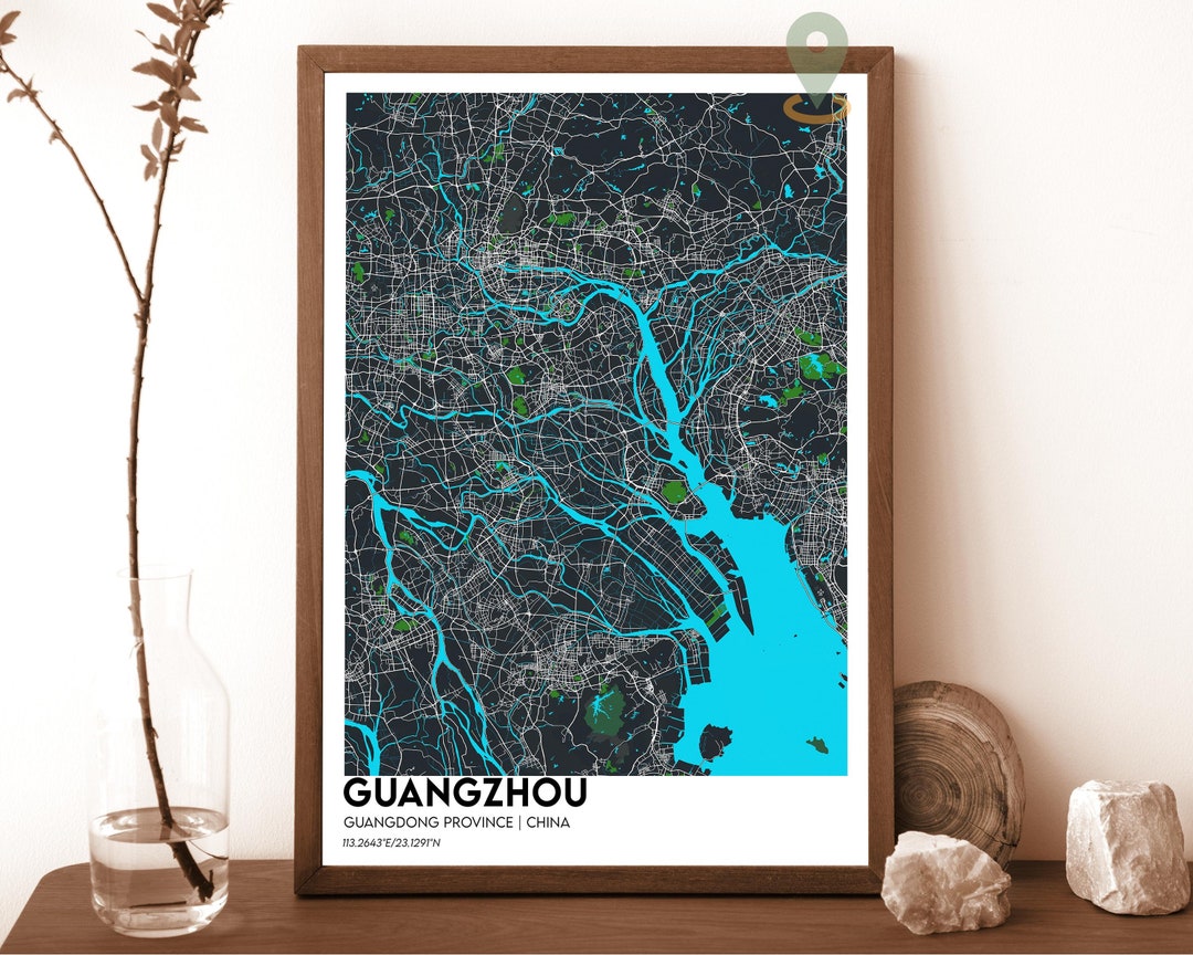 Guangzhou Map, Guangzhou Map Print, Guangzhou Personalized Map ...