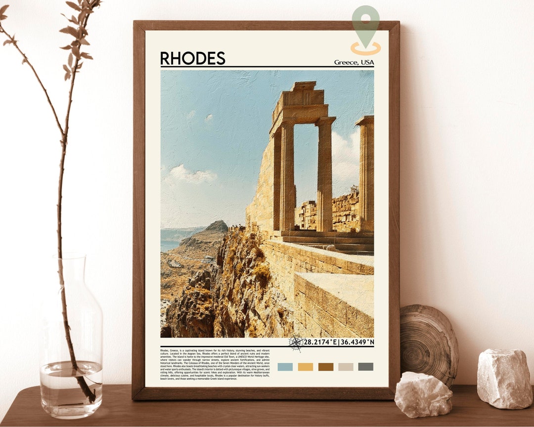 Rhodes Print, Rhodes Poster, Rhodes Wall Art, Rhodes Travel, Rhodes Art ...