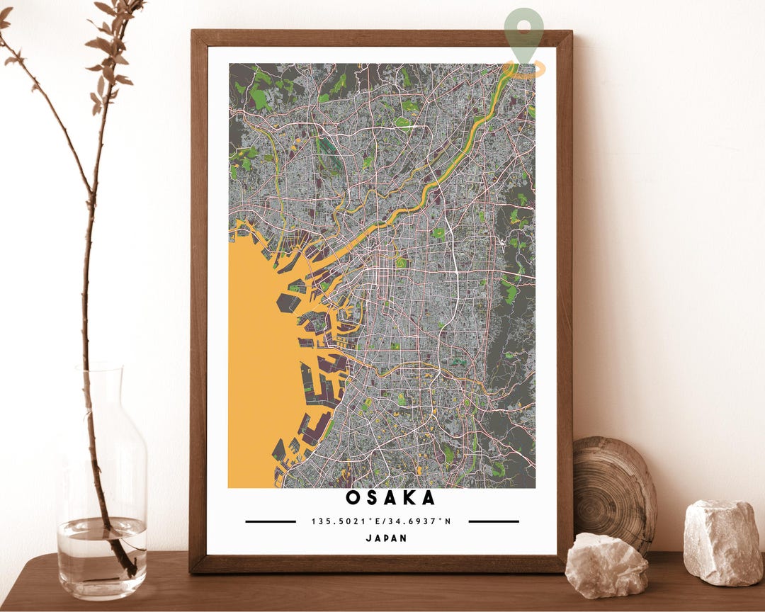 Osaka Map, Osaka Map Print, Osaka Wall Art, Osaka Travel Poster, Osaka ...