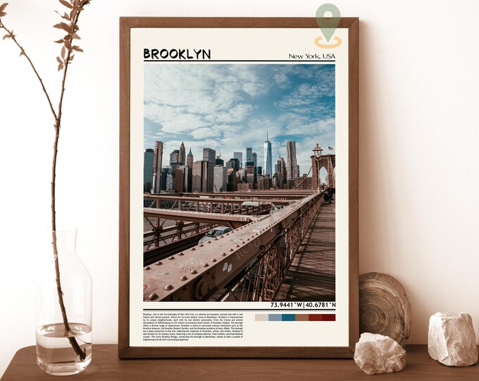 Brooklyn Wall Art New York Poster Brooklyn NY Popart Poster Print Brownstone Art - Etsy