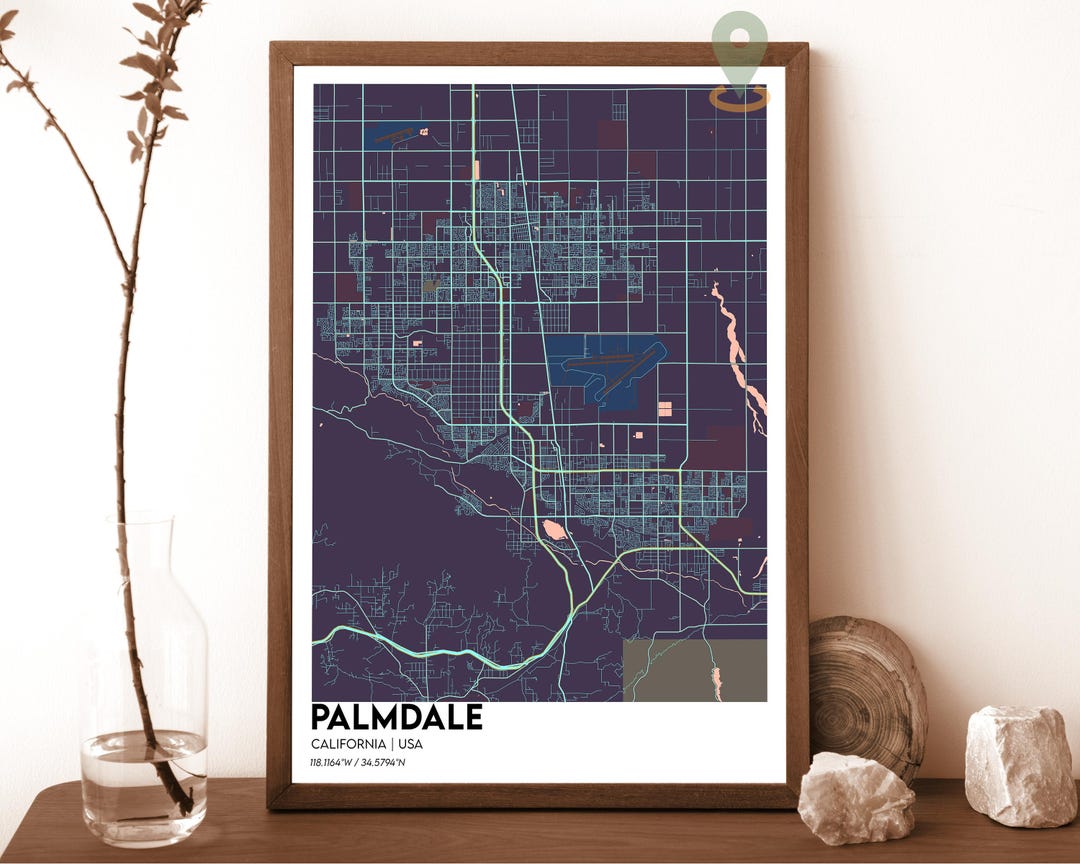 Palmdale Map, Palmdale Map Print, Palmdale Wall Art, Palmdale Travel ...
