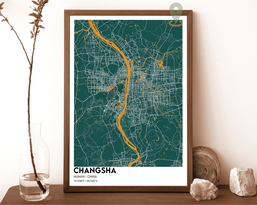 Changsha Map, Changsha Map Print, Changsha Personalized Map, Changsha ...