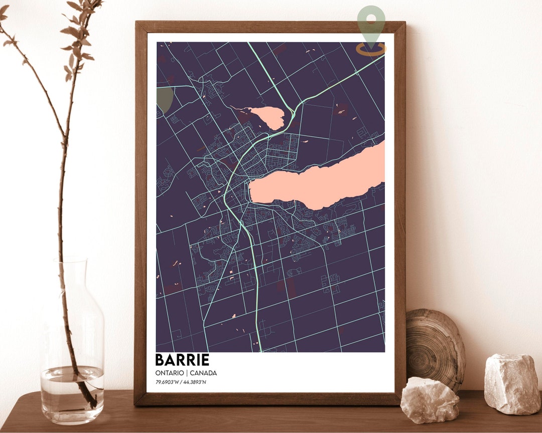 Barrie Map, Barrie Map Print, Barrie Personalized Map, Barrie Wall Art ...