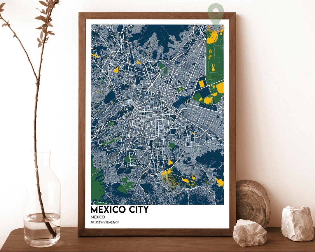 Mexico City Map, Mexico City Map Print, Mexico City Personalized Map ...