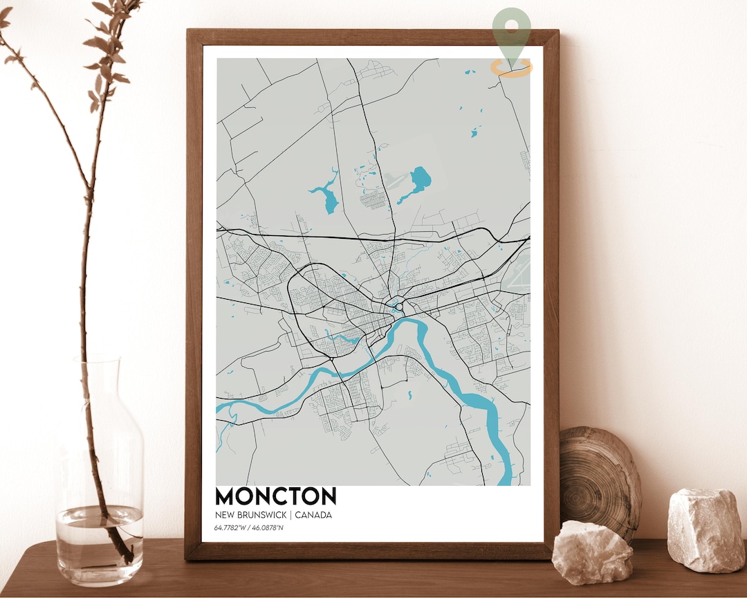Moncton Map, Moncton Map Print, Moncton Printpersonalized Map, Moncton ...