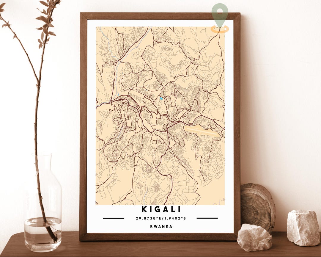 Kigali Map, Kigali Map Print, Kigali Wall Art, Kigali Travel Poster ...