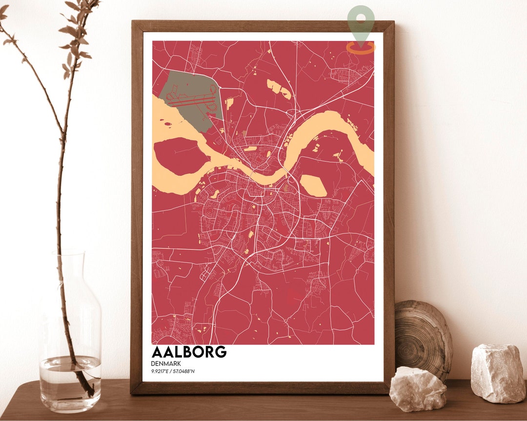Aalborg Map, Aalborg Map Print, Aalborg Personalized Map, Aalborg Wall ...