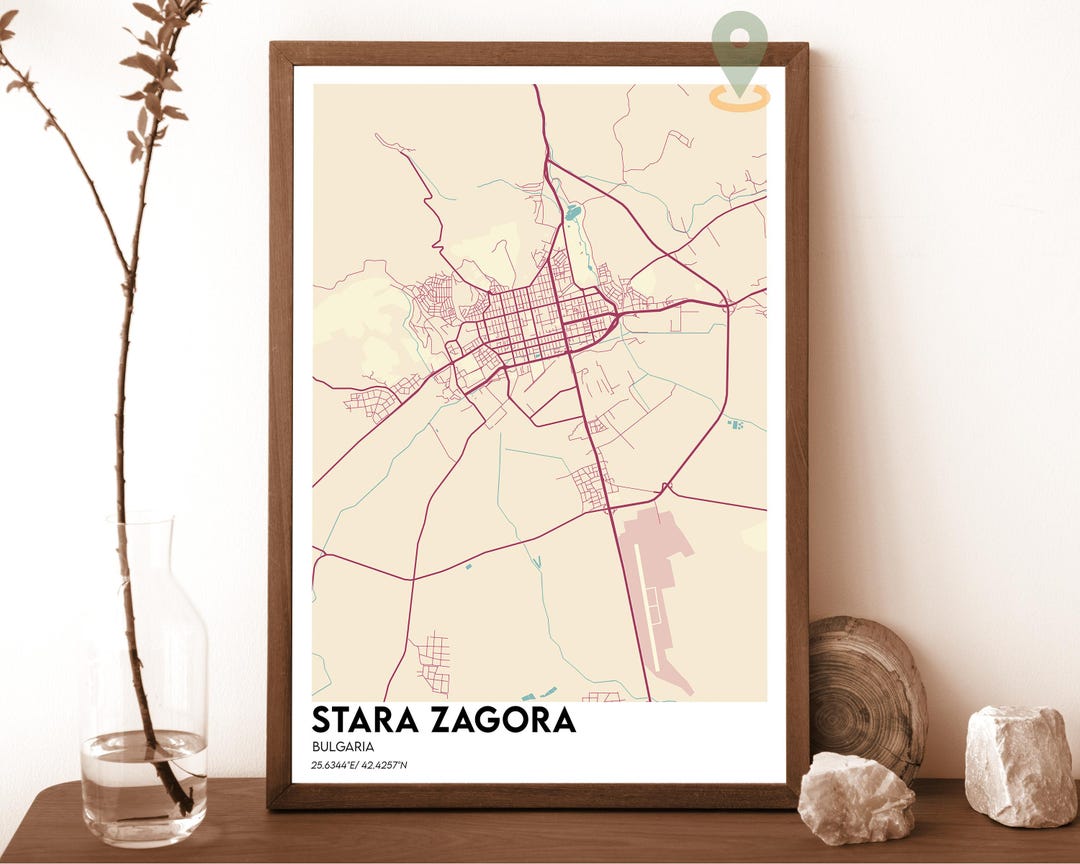 Stara Zagora Map, Stara Zagora Map Print, Stara Zagora Personalized Map ...