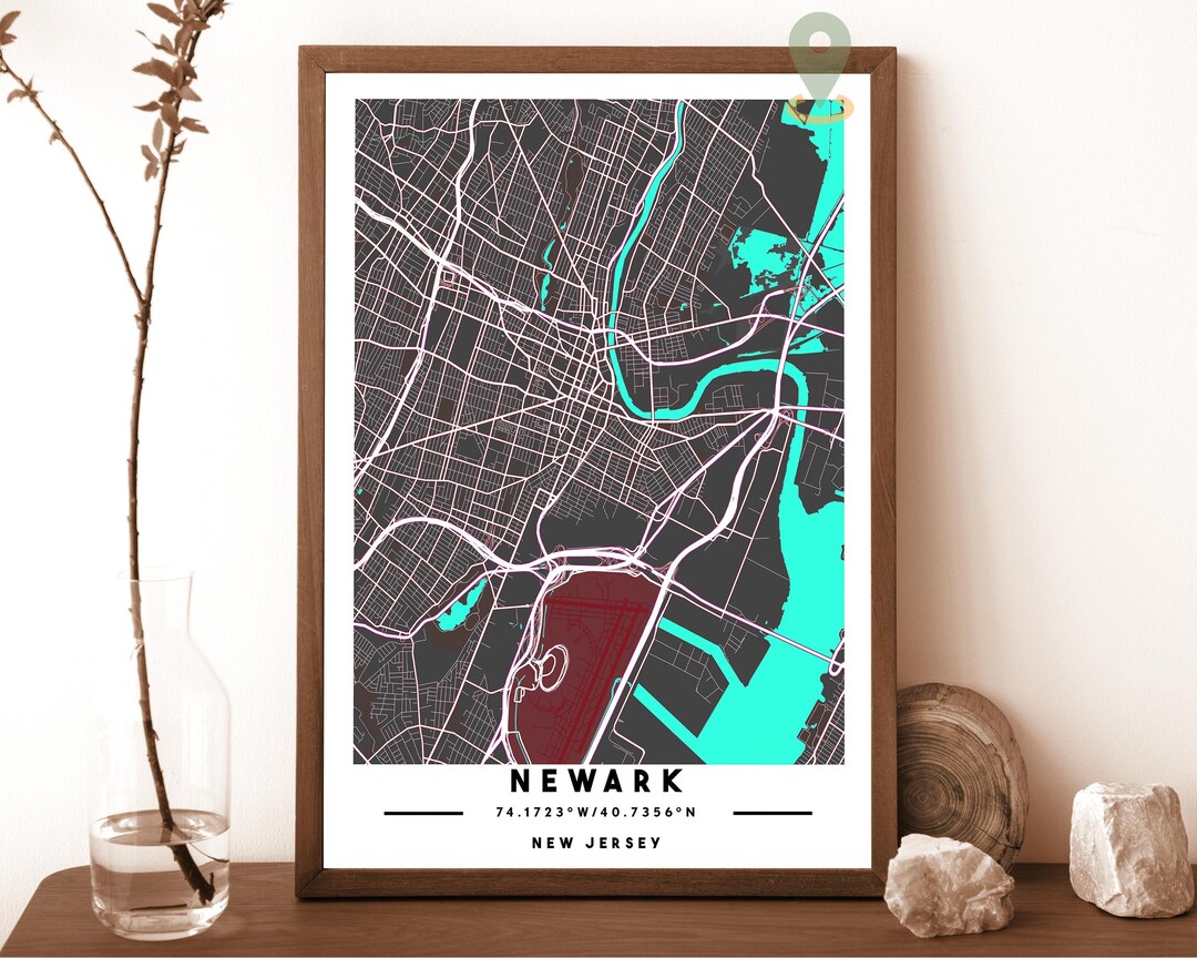 Newark Map, Newark Map Print, Newark Personalized Map, Newark Wall Art ...