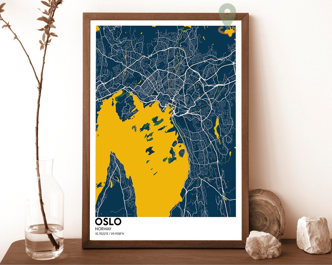 Benutzerdefinierte Oslo Stadt Karte, Oslo Karte Druck, Oslo ...