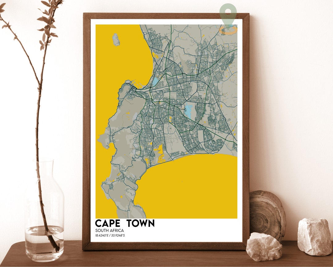 Cape Town Map , Cape Town Map Print, Cape Town Personalized Map Art ...