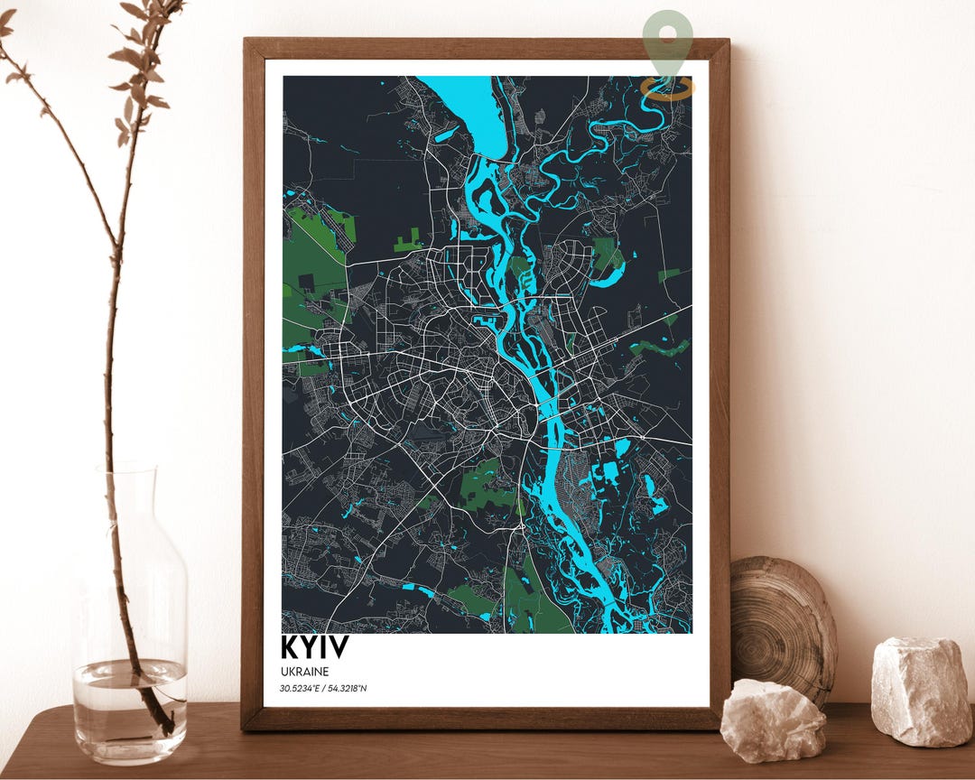 Kyiv Map, Kyiv Map Print, Kyiv Wall Art, Kyiv Travel Poster, Kyiv ...