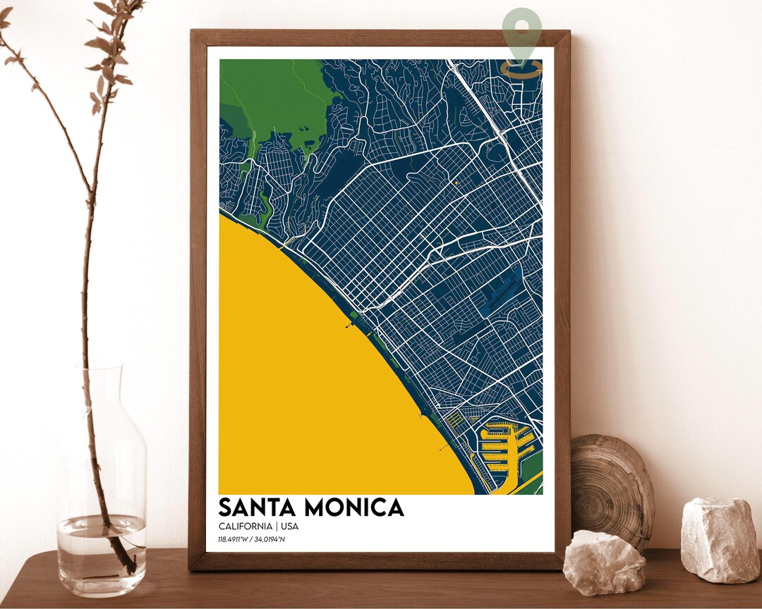 Santa Monica Map, Santa Monica Print, Santa Monica Personalized Map ...
