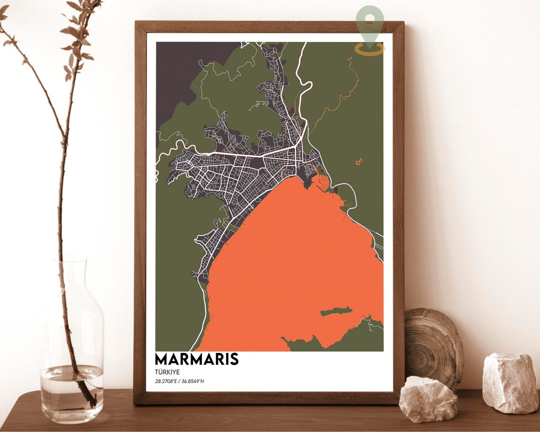 Marmaris Map, Marmaris Map Print, Marmaris Personalized Map, Marmaris ...