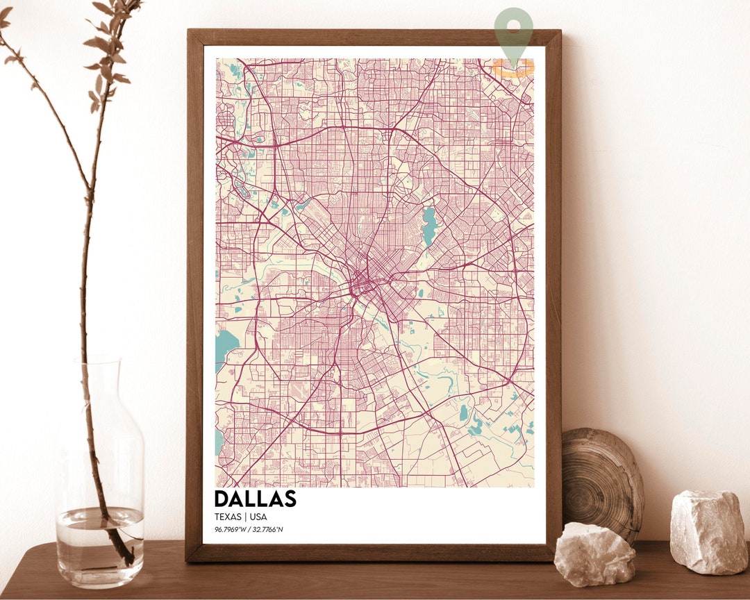 Dallas Map, Dallas Map Print, Dallas Personalized Map, Dallas Wall Art ...