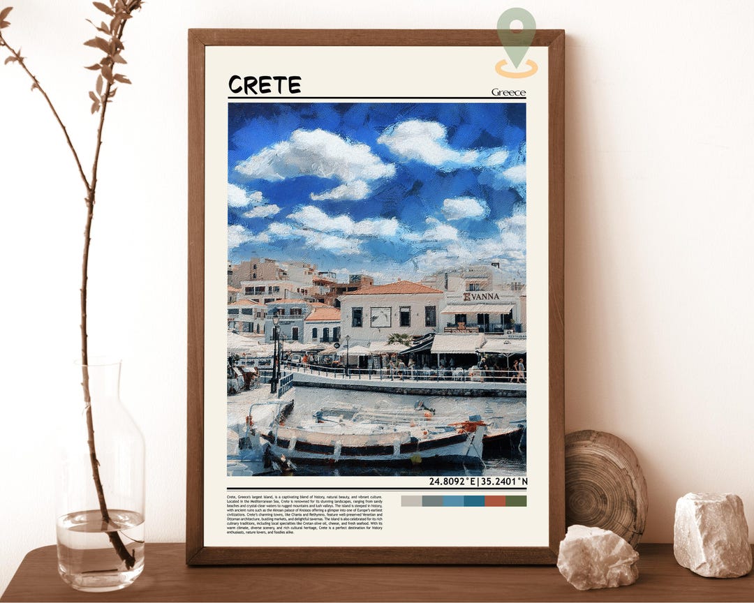 Crete Art, Crete Artwork, Crete Map, Crete Photo, Crete Poster, Crete ...