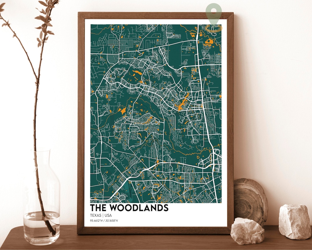 The Woodlands Map, the Woodlands Map Print, the Woodlands Personalized ...