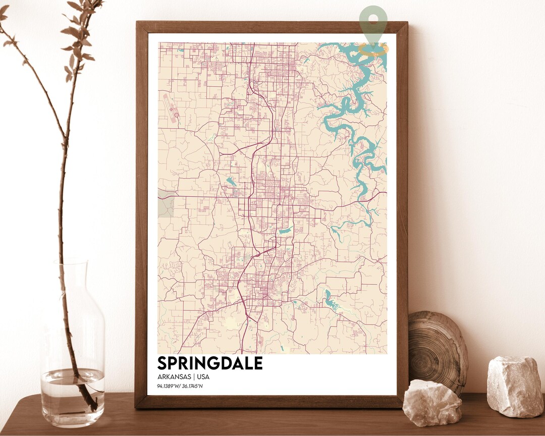 Springdale Map, Springdale Map Print, Springdale Personalized Map ...