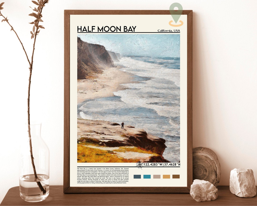 Half Moon Bay Print, Half Moon Bay Poster, Half Moon Bay Wall Art, Half ...