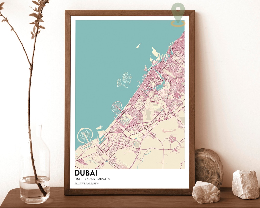 Dubai Map, Dubai Map Print, Dubai Personalized Map, Dubai Wall Art ...