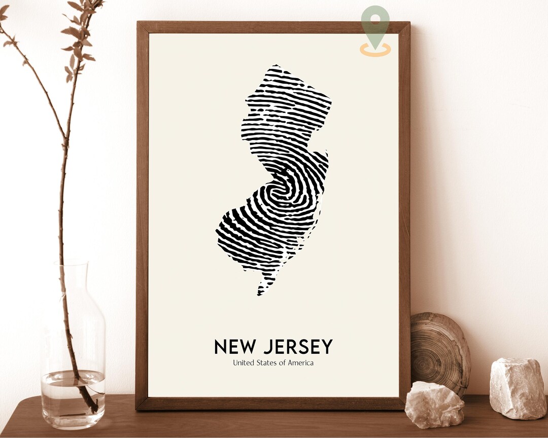 New Jersey Map, New Jersey Map Print, New Jersey Custom Map, New Jersey ...