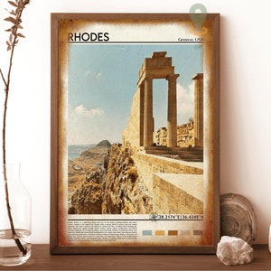 Rhodes Print, Rhodes Poster, Rhodes Wall Art, Rhodes Travel, Rhodes Art ...