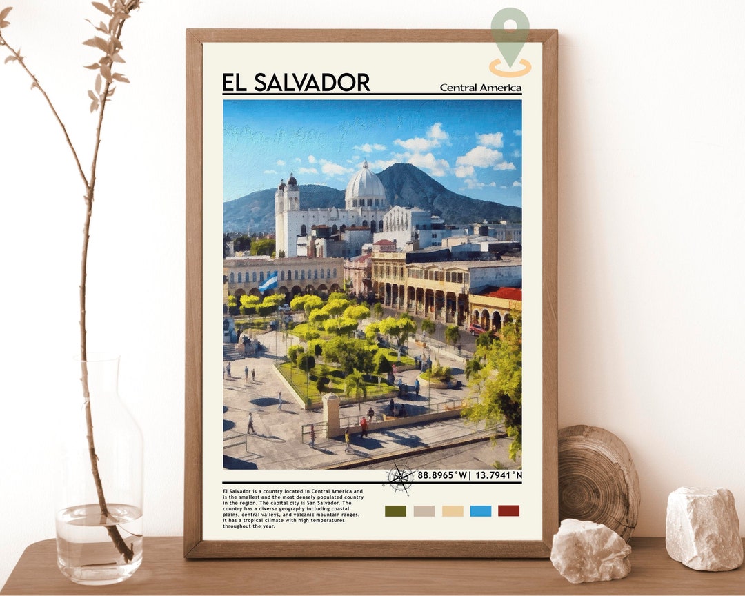 El Salvador Print, Vintage poster, El Salvador Art, El Salvador Poster ...