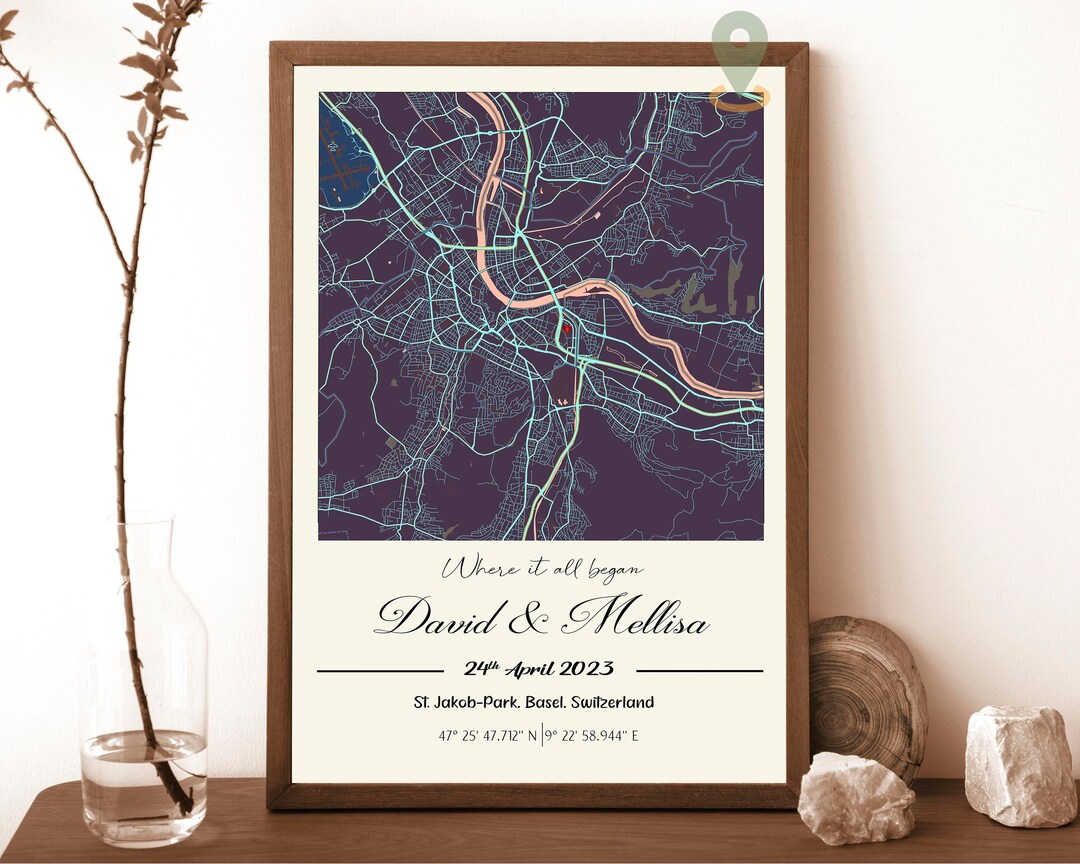 Where We Met Map, Where It All Began, Personalized Gift for Couple ...