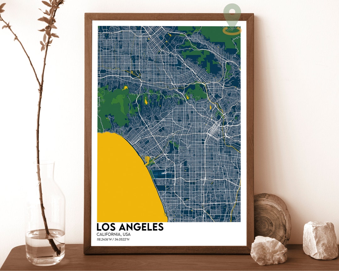 Los Angeles Map , Los Angeles Map Print, Los Angeles City Map, Los ...
