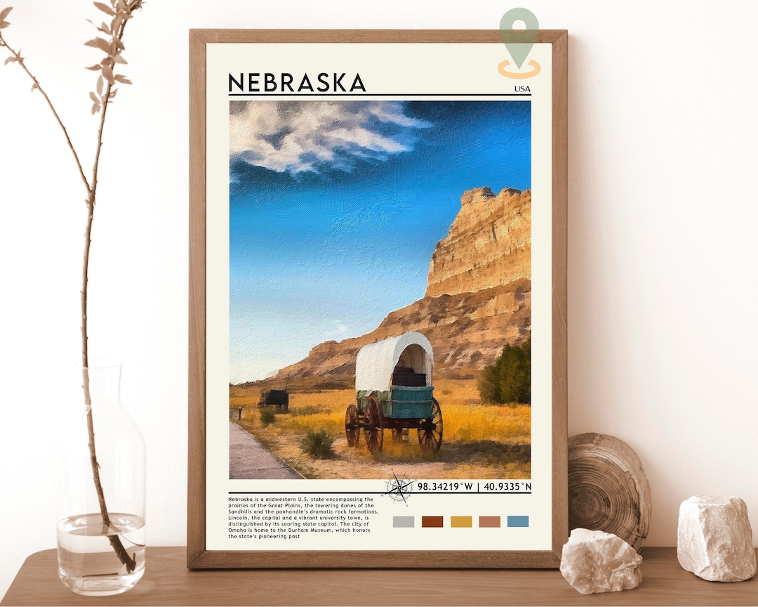 Nebraska Print, Vintage Poster, Nebraska Wall Art, Nebraska Poster ...