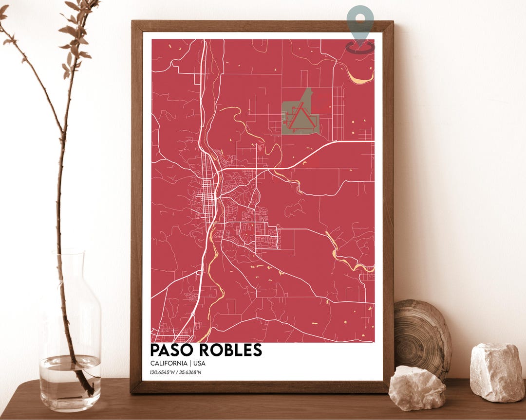 Paso Robles Map, Paso Robles Map Print, Paso Robles Personalized Map ...