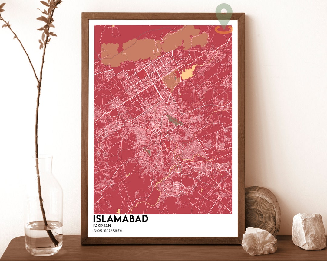Islamabad Map , Islamabad Map Print, Islamabad Personalized Map ...