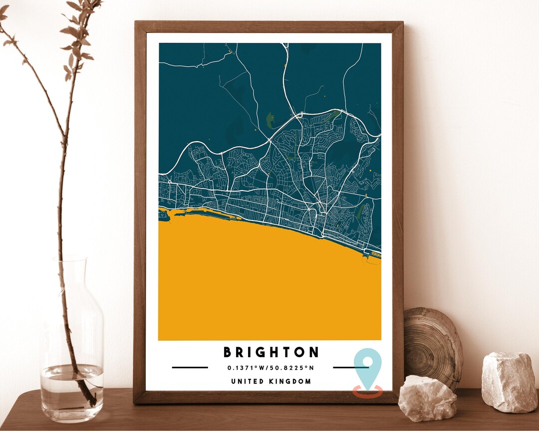 Brighton Map, Brighton Map Print, Brighton Wall Art, Brighton Travel ...