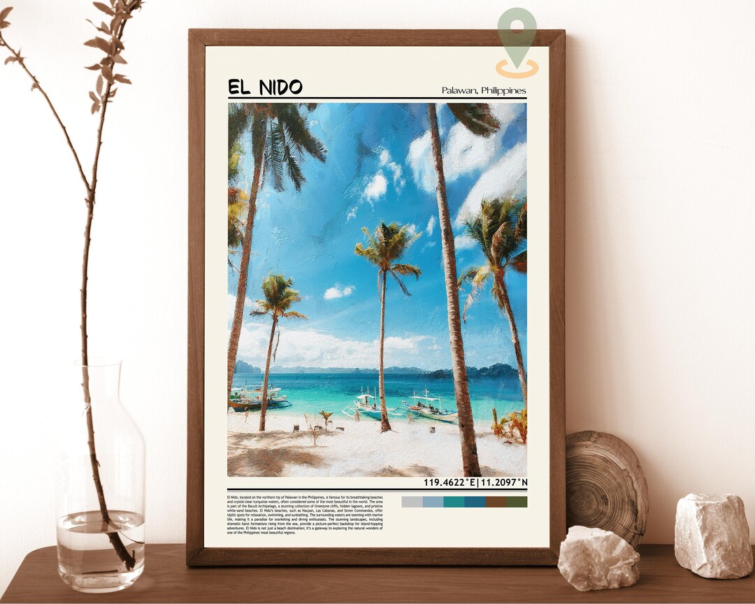 El Nido Print, El Nido Poster, El Nido Wall Art, Philippines Art Print ...