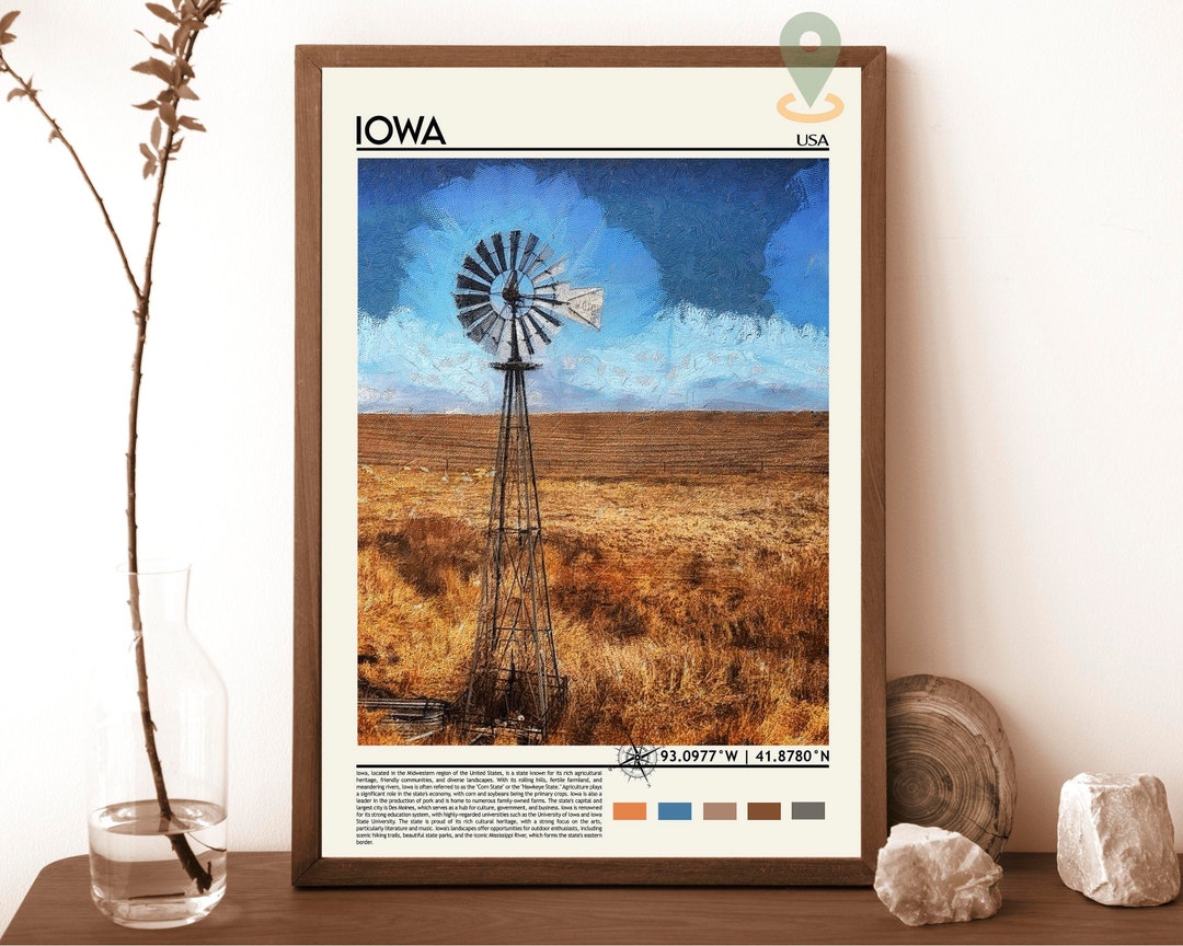 Iowa Travel Poster, Iowa Print, Iowa Wall Art, Iowa Poster, Iowa Photo ...