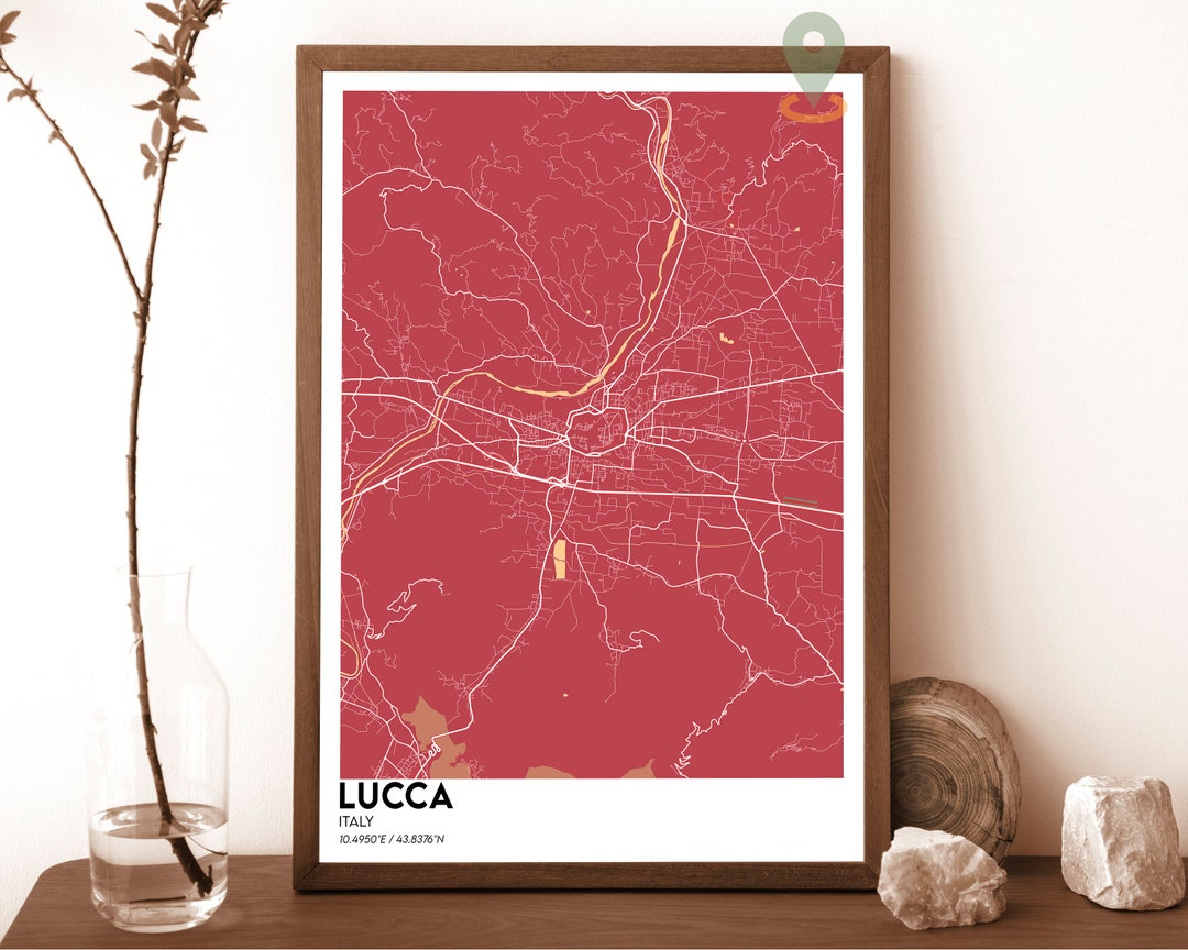 Lucca Map , Lucca Map Print, Lucca City Map, Lucca Wall Art, Lucca ...